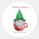 Gnome Red Green Holiday Wishes Personalized Classic Round Sticker | Zazzle