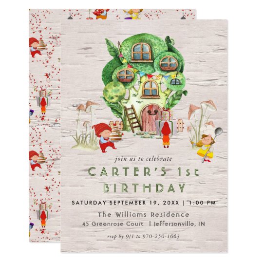 Gnome Woodland Theme Party Invitation | Zazzle.com