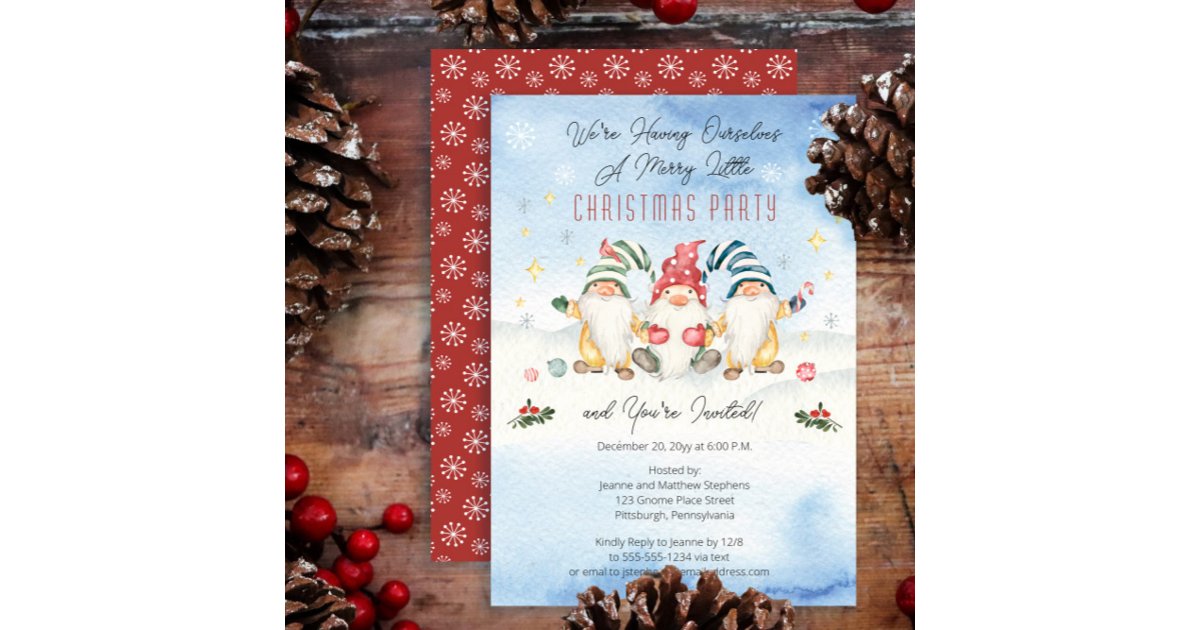 Gnomes Having A Merry Little Christmas Party Invitation | Zazzle