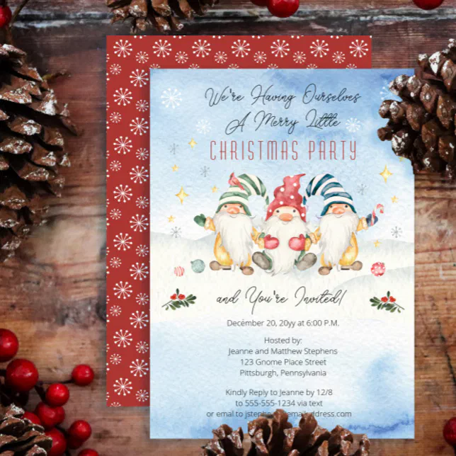Gnomes Having A Merry Little Christmas Party Invitation | Zazzle