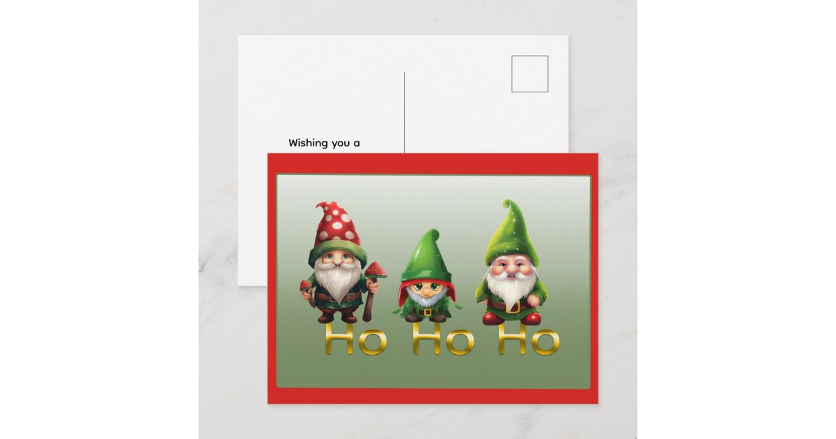 Gnomes Ho Ho Ho Christmas Card | Zazzle