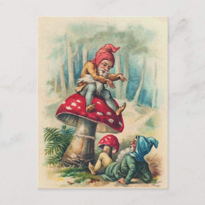 "Gnomes Playing on a Toadstool" Postcard | Zazzle.com