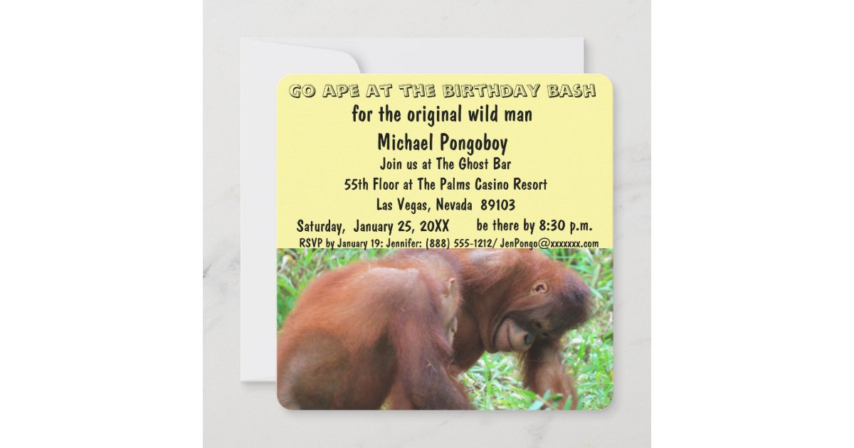 Go Ape Birthday Bash Invitation | Zazzle