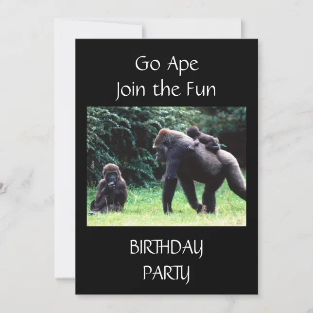 **GO APE** BIRTHDAY PARTY INVITATION | Zazzle