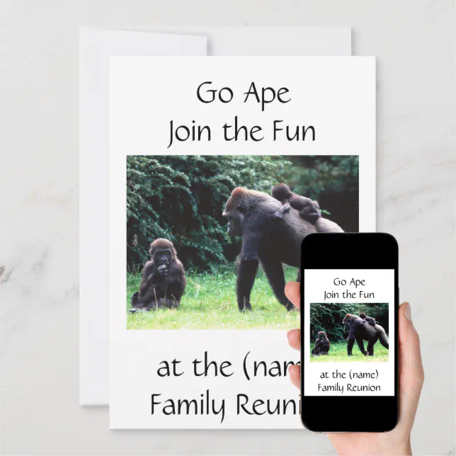 GO APE FAMILY REUNION INVITATION | Zazzle