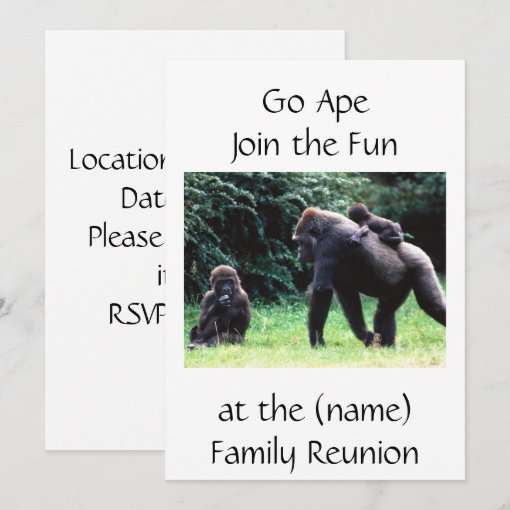 GO APE FAMILY REUNION INVITATION | Zazzle