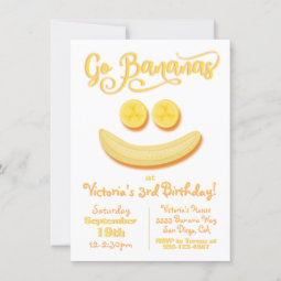 Go Bananas Happy Face Birthday Party Invitation | Zazzle
