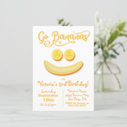 Go Bananas Happy Face Birthday Party Invitation | Zazzle