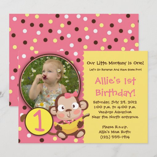 GO BANANAS - Little Monkey Party Invitations GIRL | Zazzle