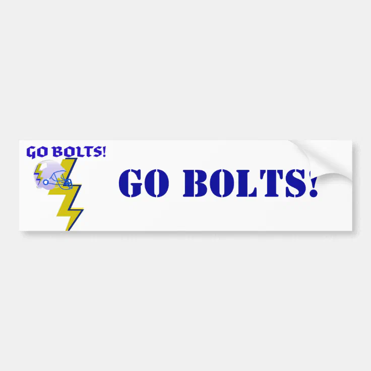 "GO BOLTS" LIGHTNING BOLT FOOTBALL HELMET PRINT BUMPER STICKER | Zazzle