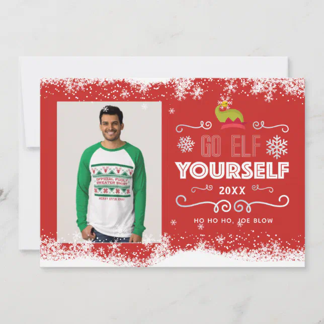 Go Elf Yourself Christmas Photo Card | Zazzle