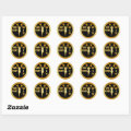 GO FIGHT WIN GOLD CHEERLEADER CLASSIC ROUND STICKER | Zazzle