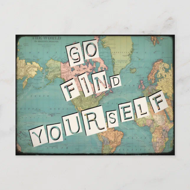 Go Find Yourself Vintage Map Post Card | Zazzle