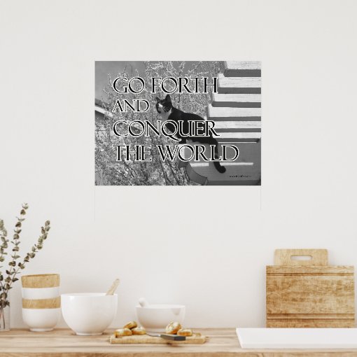 Go Forth and Conquer Motivational Cat Poster | Zazzle