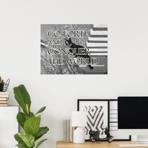 Go Forth and Conquer Motivational Cat Poster | Zazzle