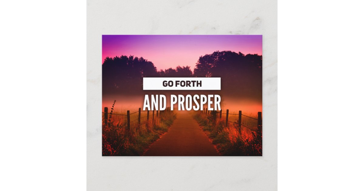 Go Forth and Prosper Quote Trail at Sunset Postcar Postcard | Zazzle
