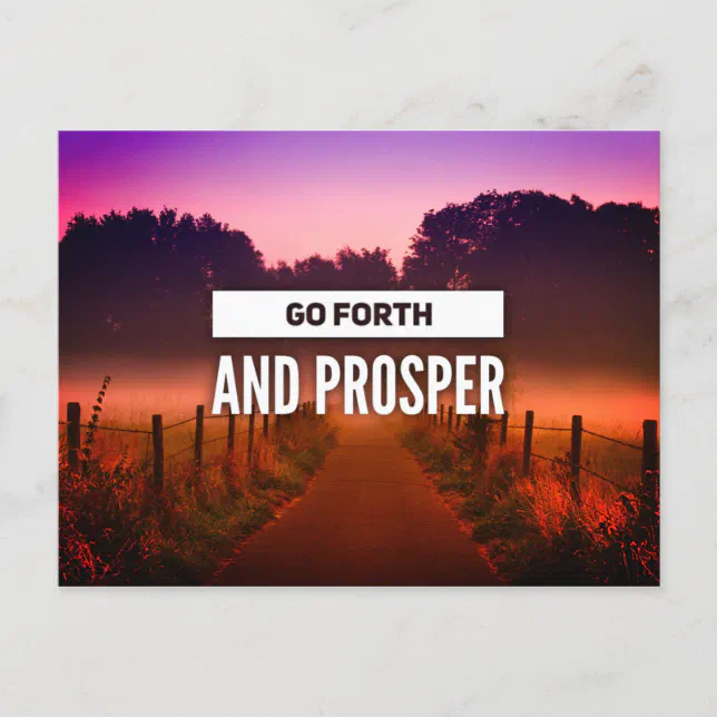 Go Forth and Prosper Quote Trail at Sunset Postcar Postcard | Zazzle