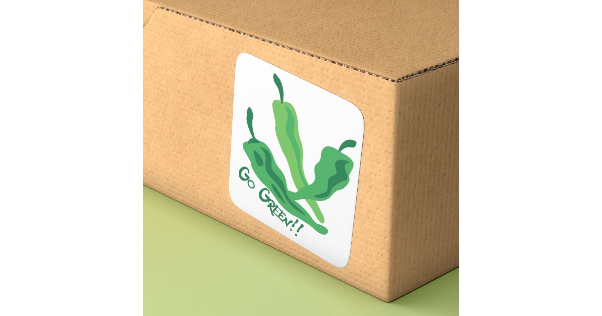 Go Green!!! Chile Peppers Square Sticker | Zazzle