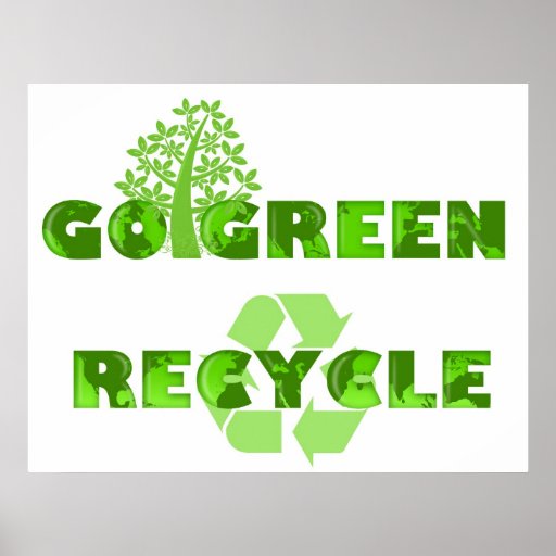 Go Green Eco Tree Recycle Illustration Poster | Zazzle