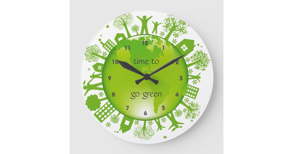 Go Green Ecology Design Wall Clock | Zazzle