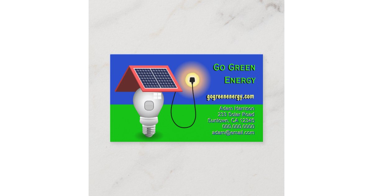 Go Green Energy Solar Power Business Cards | Zazzle.com