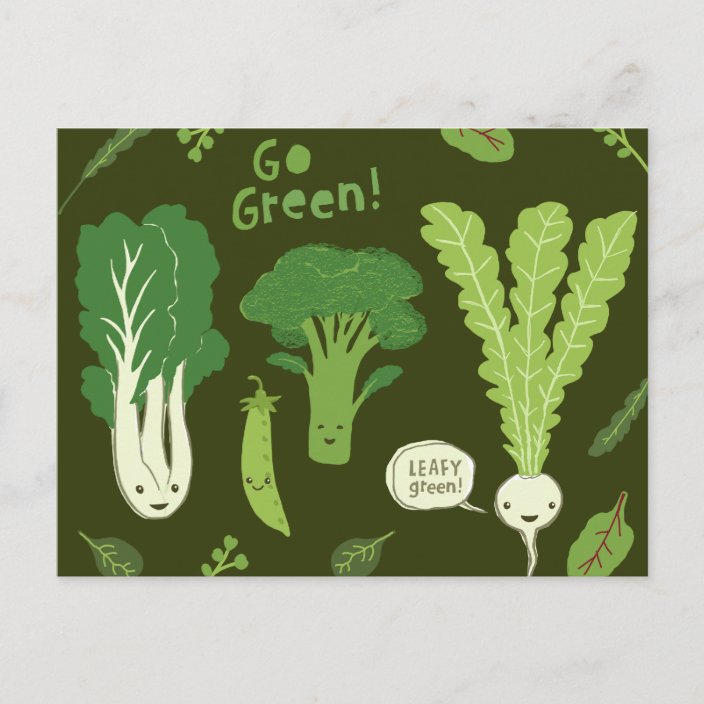 Go Green! (Leafy Green!) Healthy Garden Vegetables Postcard | Zazzle.com