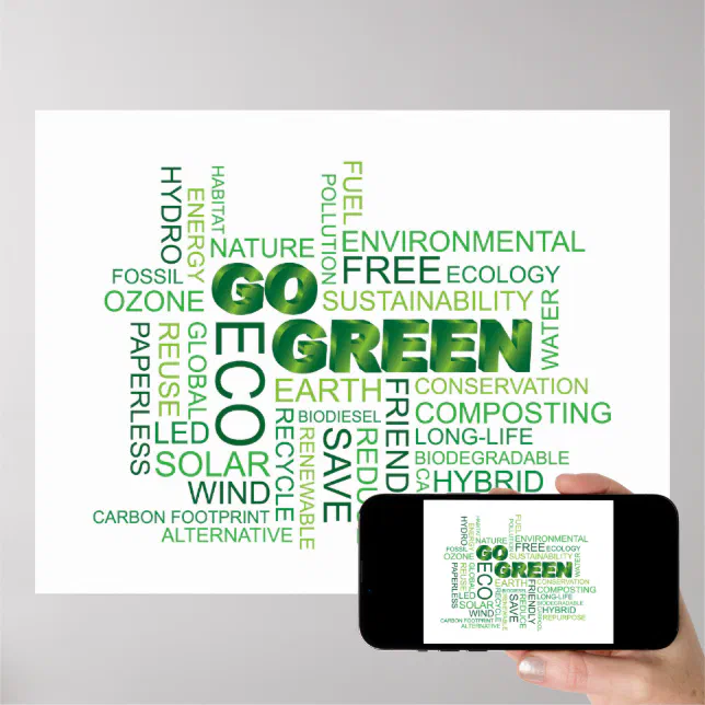 Go Green Word Cloud Poster | Zazzle