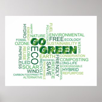 Go Green Word Cloud Poster | Zazzle