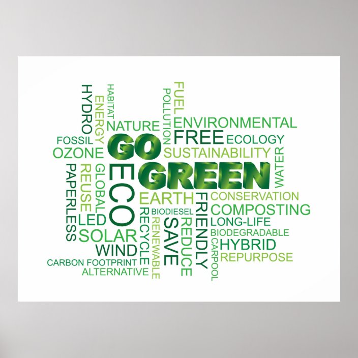 Go Green Word Cloud Poster | Zazzle