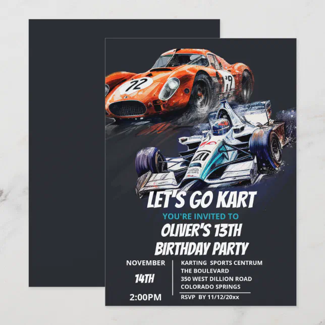 Go Kart Birthday Invitation | Zazzle