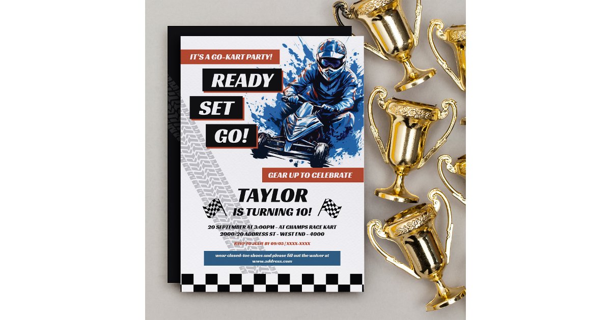 Go Kart Birthday Party Invitation | Zazzle