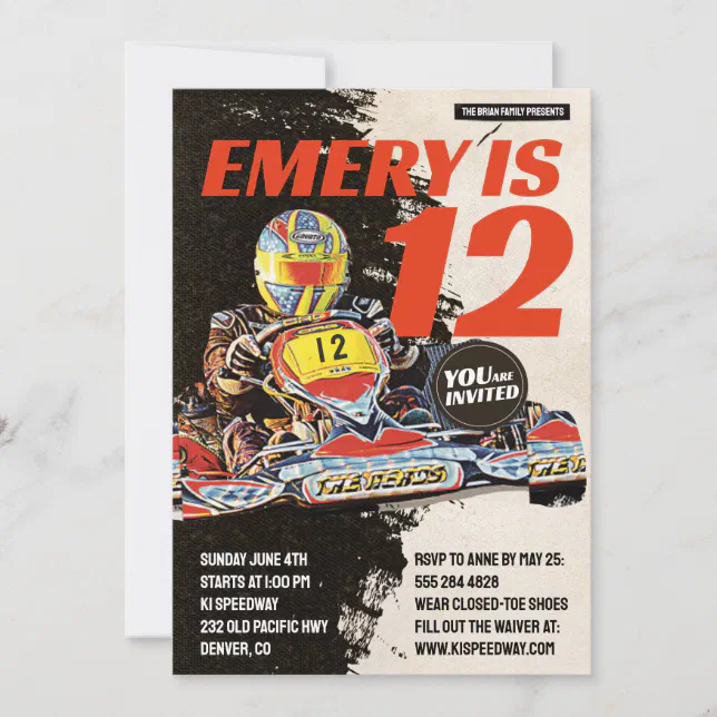 Go Kart Birthday Party Invitation | Zazzle