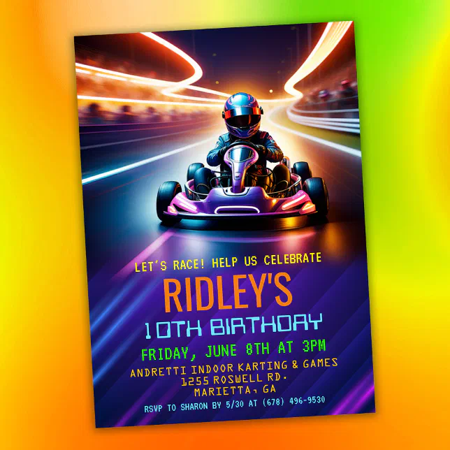Go Kart Racing Birthday Invitation | Zazzle