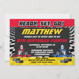 Go Kart Racing Car Birthday Party Invitation | Zazzle