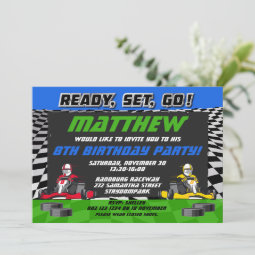 Go Kart Racing Car Birthday Party Invitation | Zazzle
