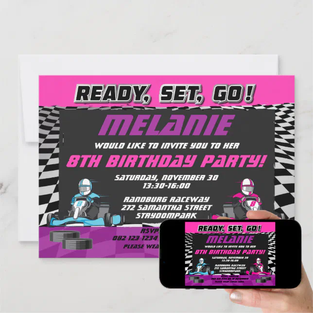 Go Kart Racing Car Birthday Party Invitation | Zazzle