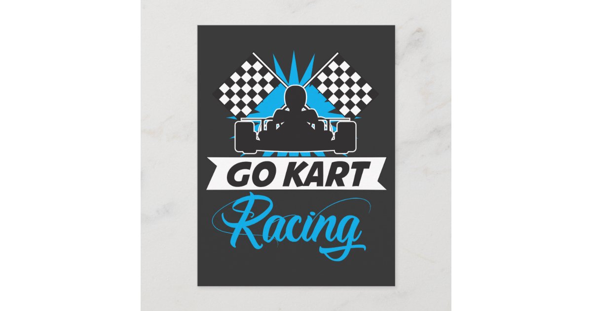 Go Kart Racing Silhouette Flag Goal Winner Postcard | Zazzle