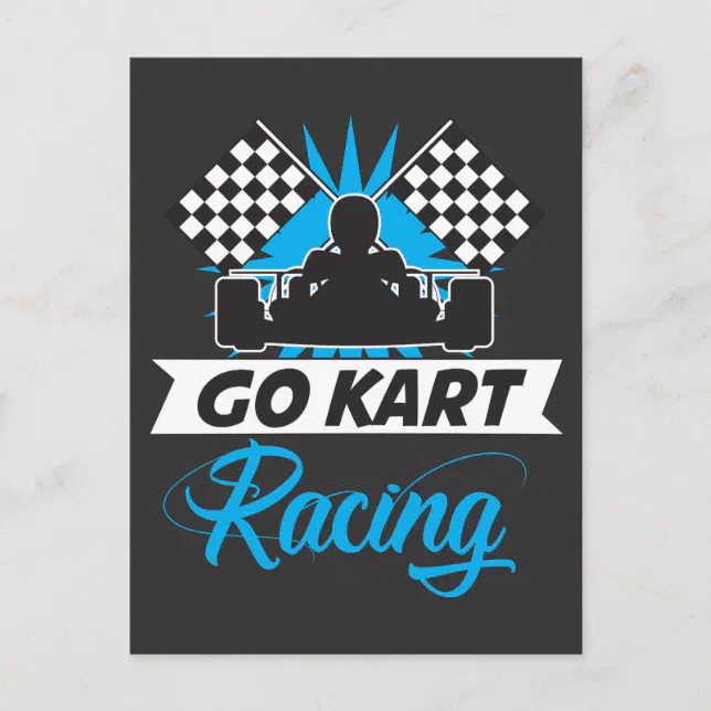 Go Kart Racing Silhouette Flag Goal Winner Postcard | Zazzle
