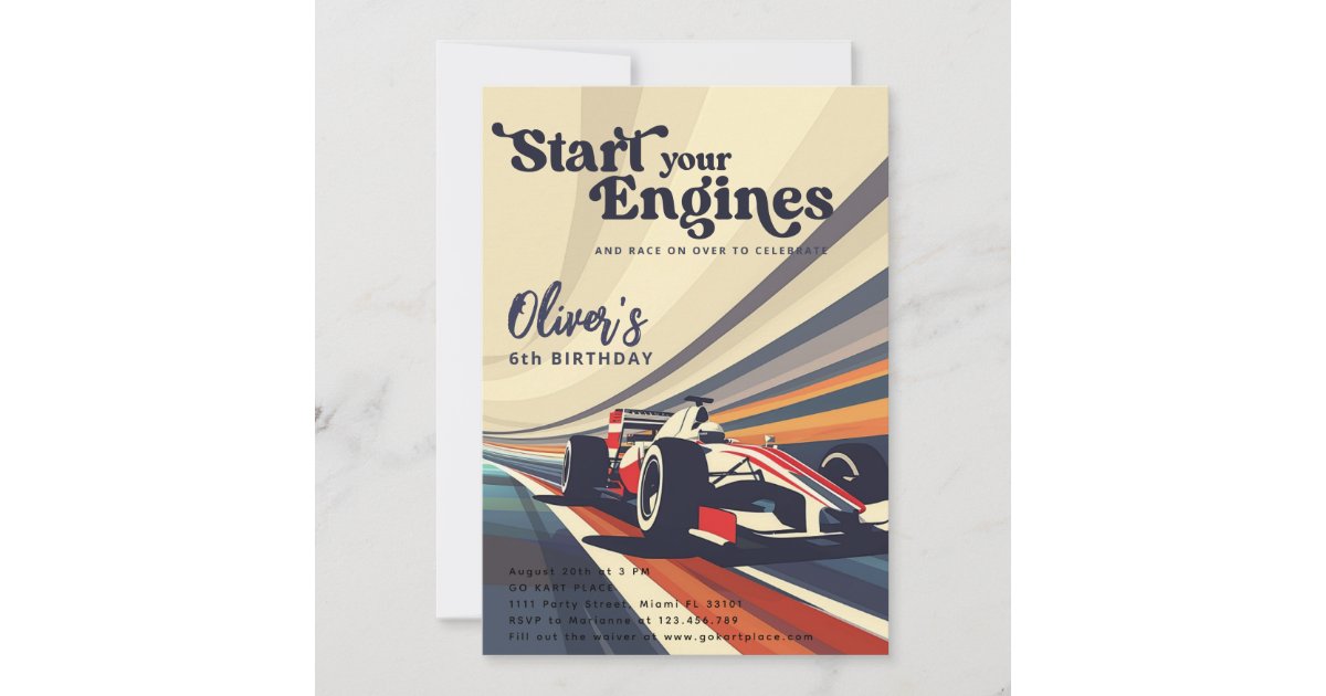 Go Karting Go Kart Racing Car Boy Birthday Party Invitation | Zazzle