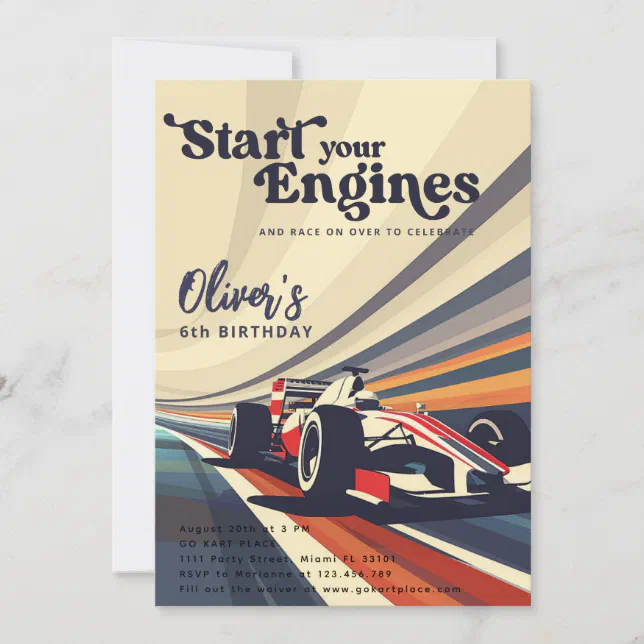 Go Karting Go Kart Racing Car Boy Birthday Party Invitation | Zazzle