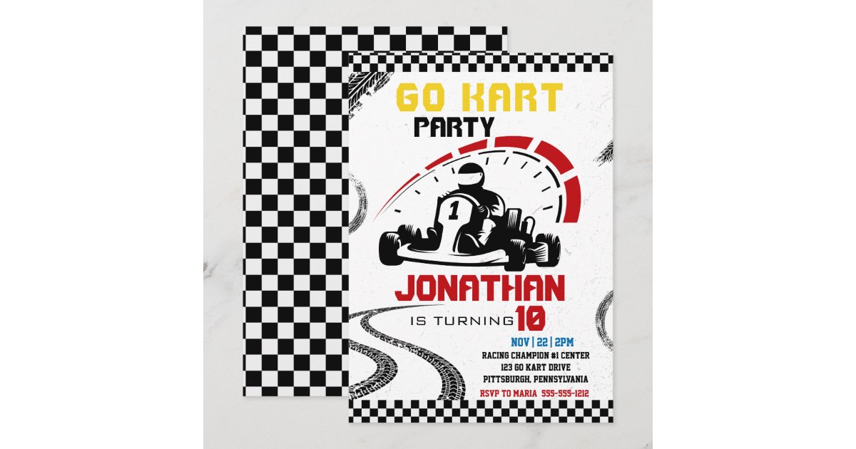 Go-Karting Themed Birthday Party Invitation | Zazzle
