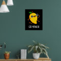Go Mango Funny Running Mango Pun Dark BG Poster | Zazzle