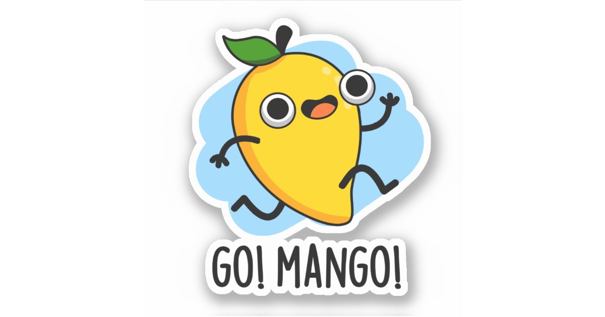 Go Mango Funny Running Mango Pun Sticker | Zazzle
