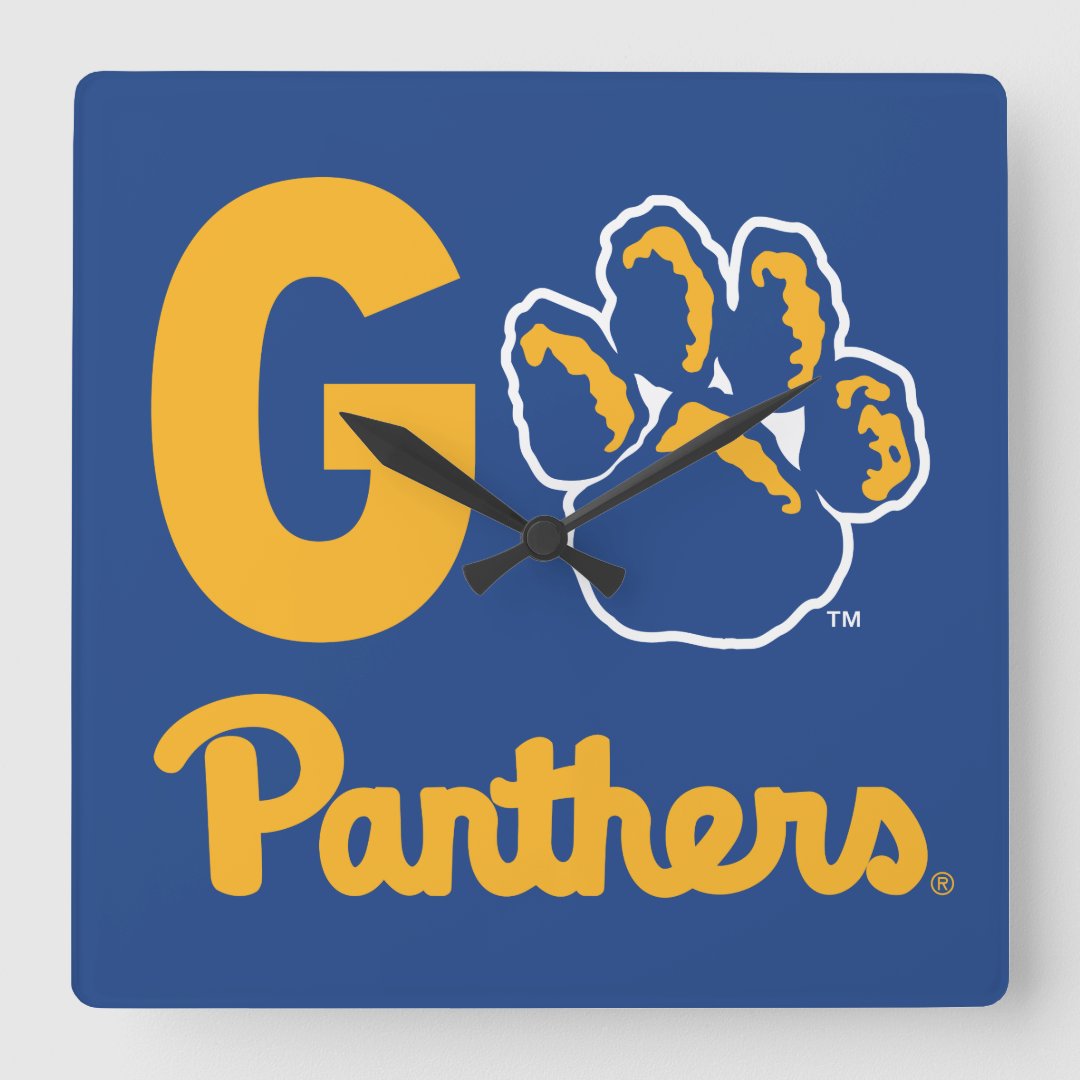Go Panthers Square Wall Clock | Zazzle