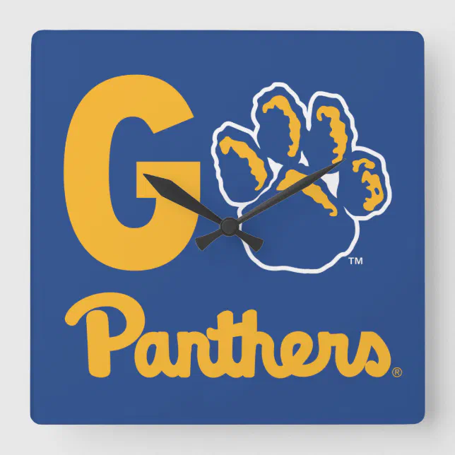 Go Panthers Square Wall Clock | Zazzle