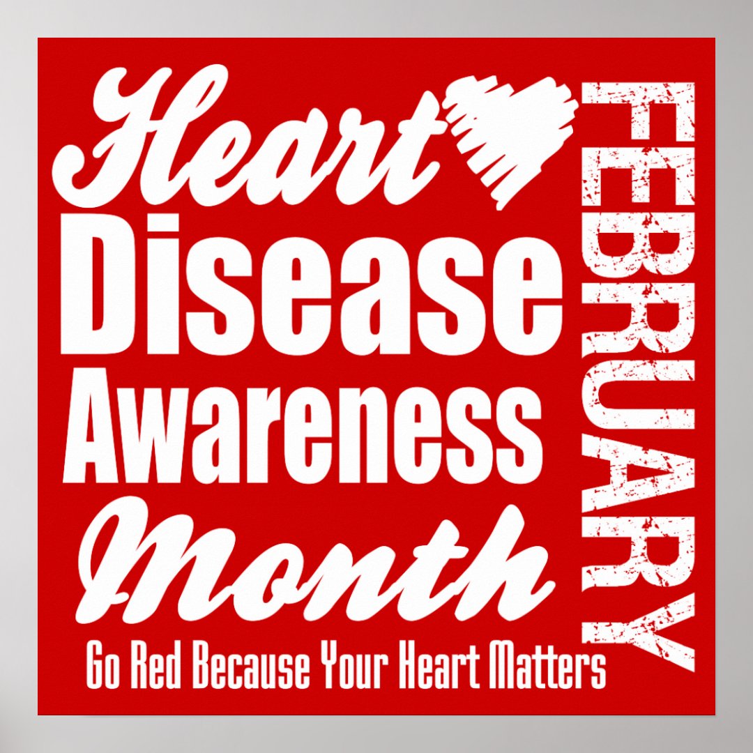 Go Red Heart Disease Awareness Month Poster | Zazzle