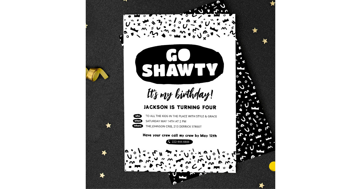 Go Shawty It's Your Birthday, Hip Hop Rap Party Invitation Postcard ...