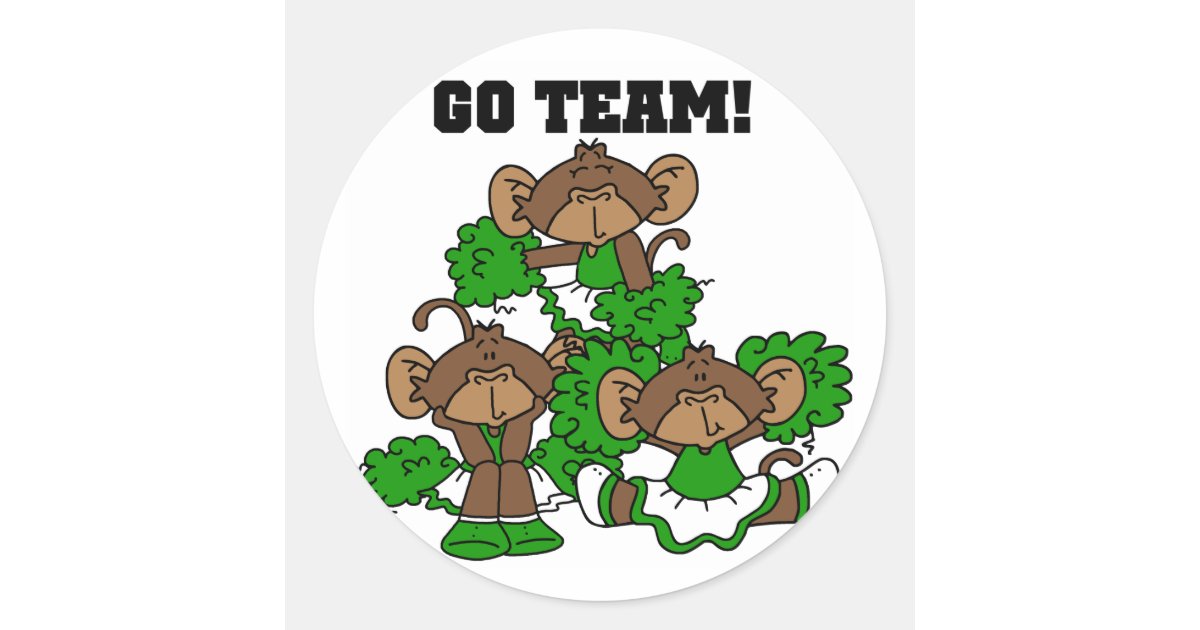 Go Team Green and White T-shirts and Gifts Classic Round Sticker | Zazzle