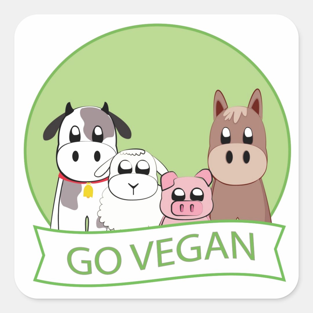 Go Vegan Square Sticker | Zazzle