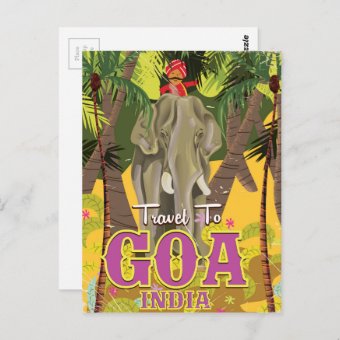 Goa India vintage travel poster Postcard | Zazzle